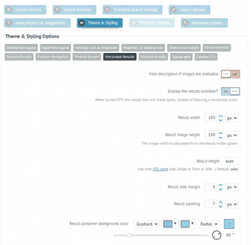 Horizontal Results Layout - Ajax Search Pro for WordPress